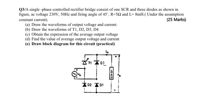 Solved Q3/A single -phase controlled rectifier bridge | Chegg.com