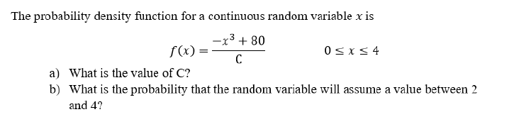 Solved The probability density function for a continuous | Chegg.com