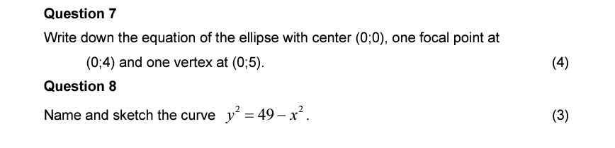 Solved Question 7Write down the equation of the ellipse with | Chegg.com
