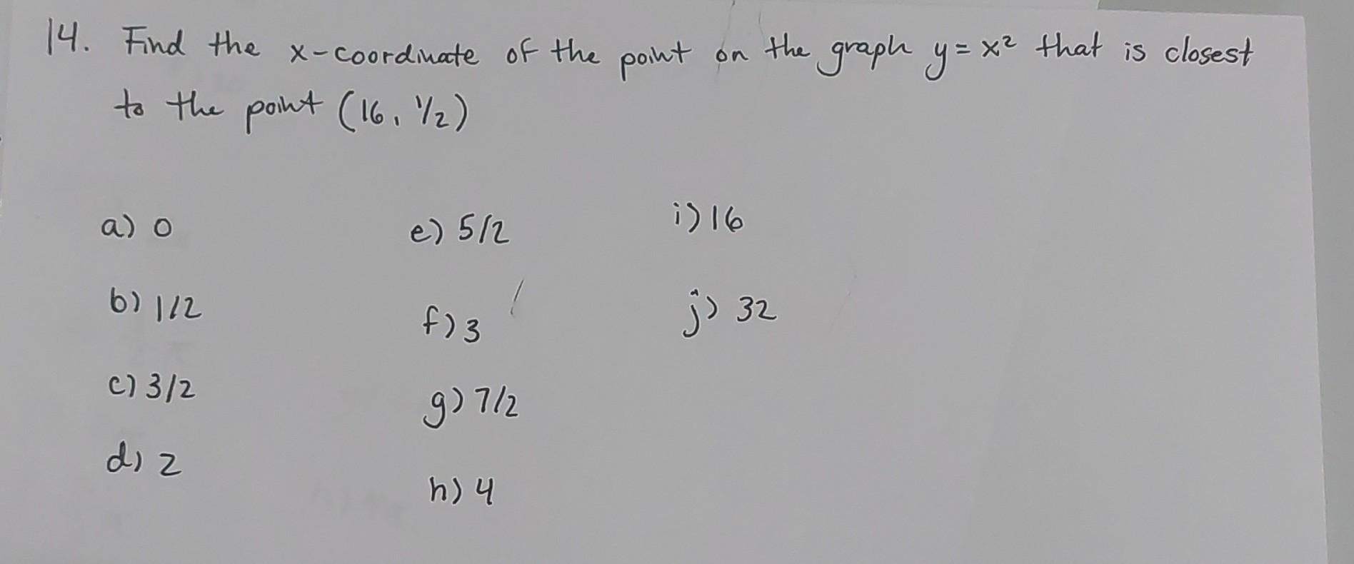 Solved 14 Find The X Coordinate Of The Point On The Graph