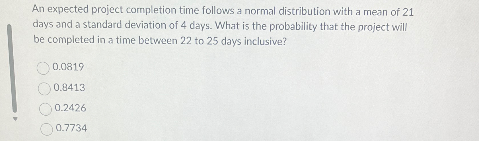 Solved An expected project completion time follows a normal | Chegg.com