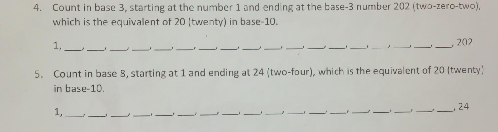 Solved 4. Count in base 3, starting at the number 1 and | Chegg.com