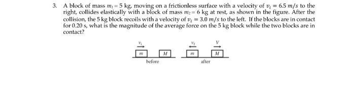 Solved A block of mass m1=5 kg, moving on a frictionless | Chegg.com