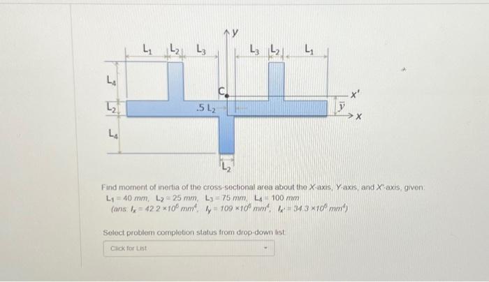 Solved Find moment of inertia of the cross-sectional area | Chegg.com