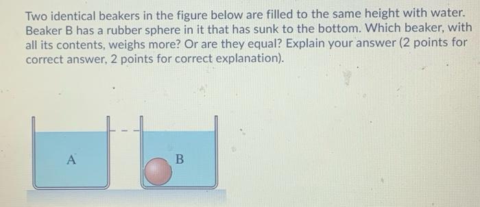 Solved Two identical beakers in the figure below are filled | Chegg.com