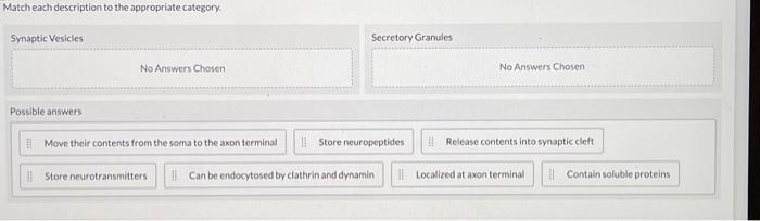 Solved Match each description to the appropriate category. | Chegg.com