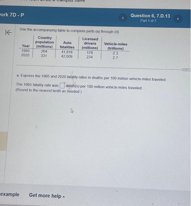 Solved work 7D-P K Use the accompanying table to complete | Chegg.com