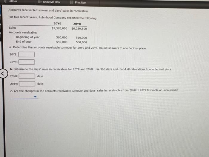 Solved eBook Show Me How Print Item Accounts receivable | Chegg.com