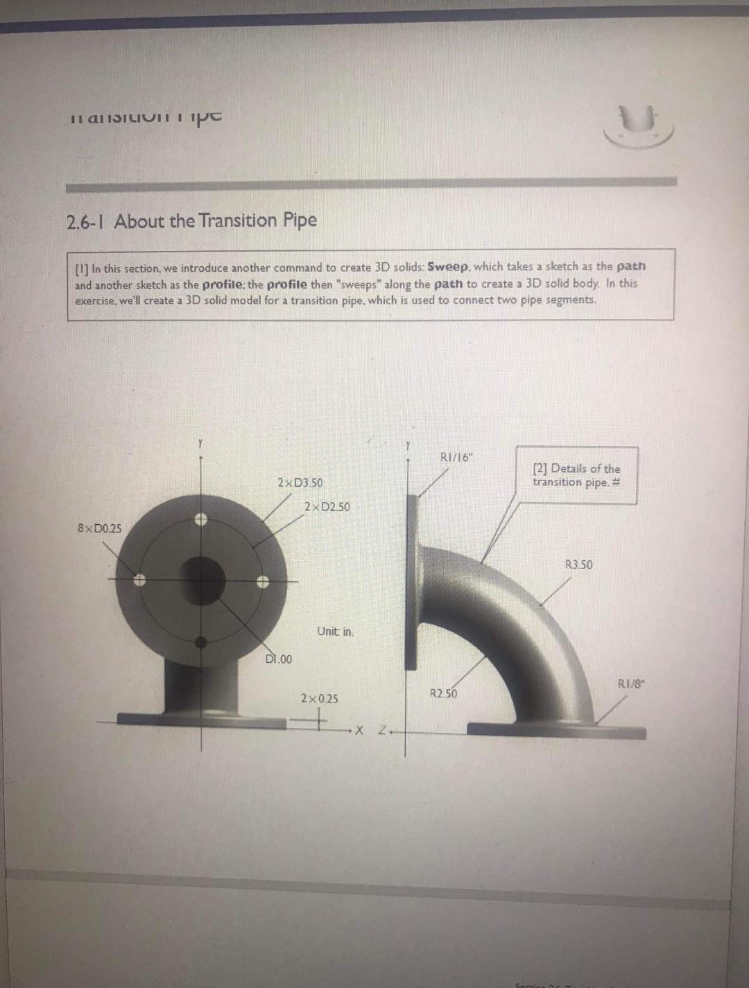 Solved II ANSILIVI I PC 2.6-1 About the Transition Pipe [l] | Chegg.com