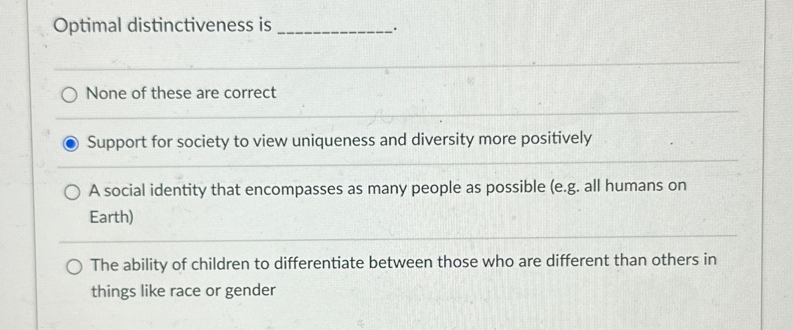 Solved Optimal distinctiveness isNone of these are | Chegg.com