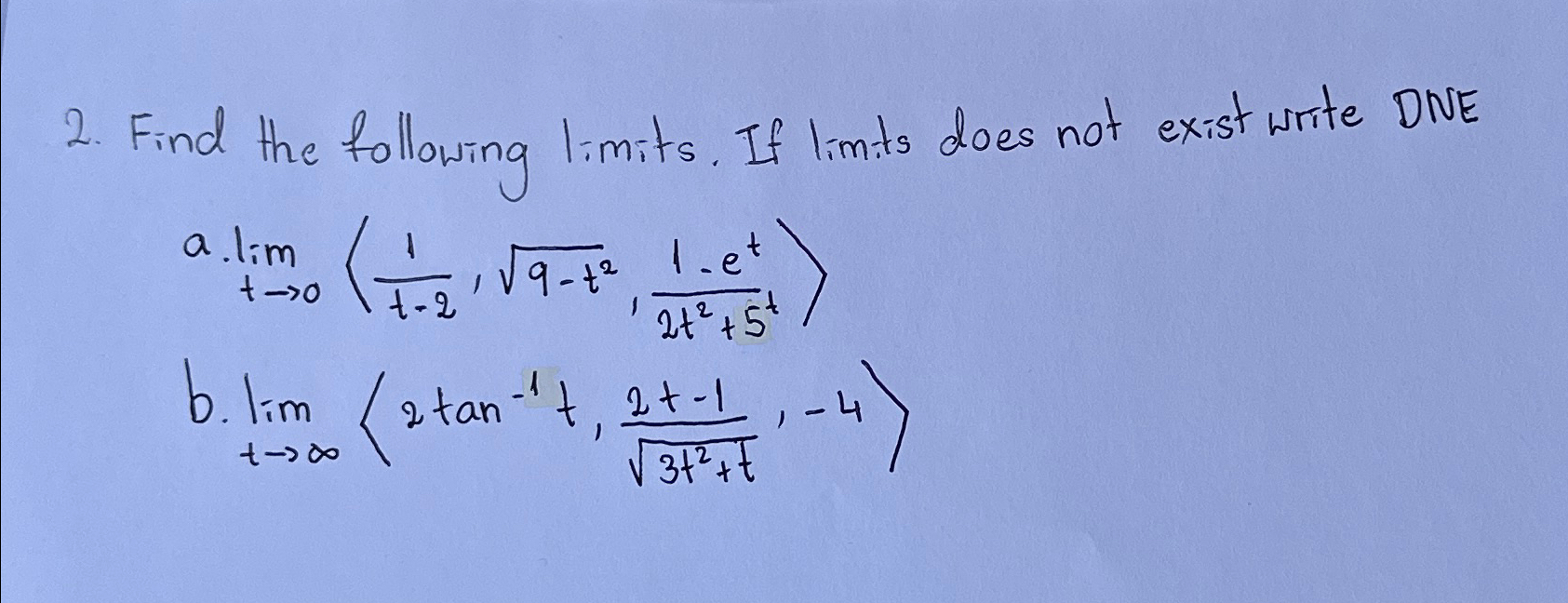 Solved Find the following limits. ﻿If limits does not exist | Chegg.com