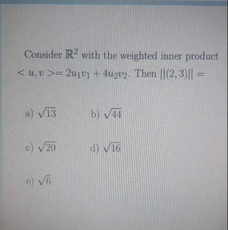 Solved Consider R2 with the weighted inner product = 2u14 + | Chegg.com