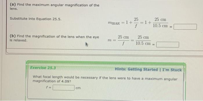 Solved (a) Find the maximum angular magnification of the | Chegg.com