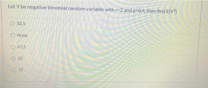 Solved Let Y be negative binomial random variable with r=2 | Chegg.com