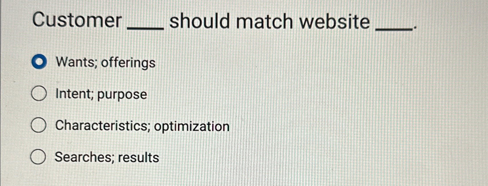 Solved Customer ﻿should match website ﻿Wants; | Chegg.com