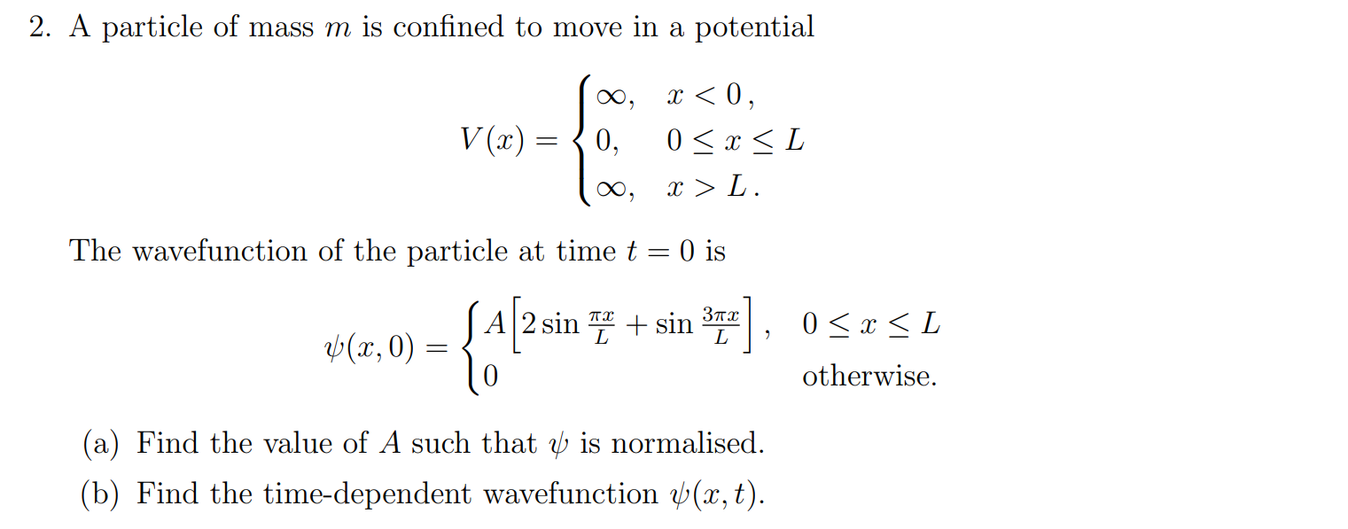 Solved A particle of ﻿mass m is ﻿confined to ﻿move in ﻿a | Chegg.com