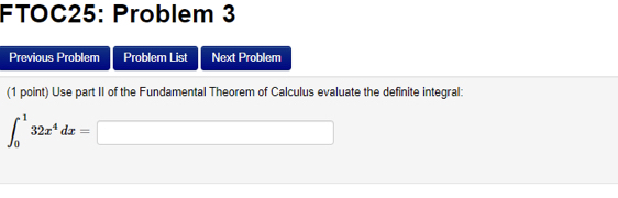 Solved FTOC25: Problem 3(1 ﻿point) ﻿Use part II of the | Chegg.com