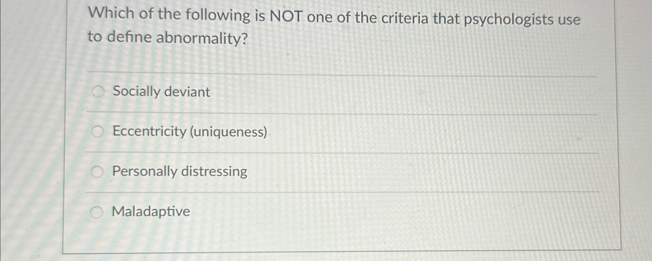 Solved Which of the following is NOT one of the criteria | Chegg.com
