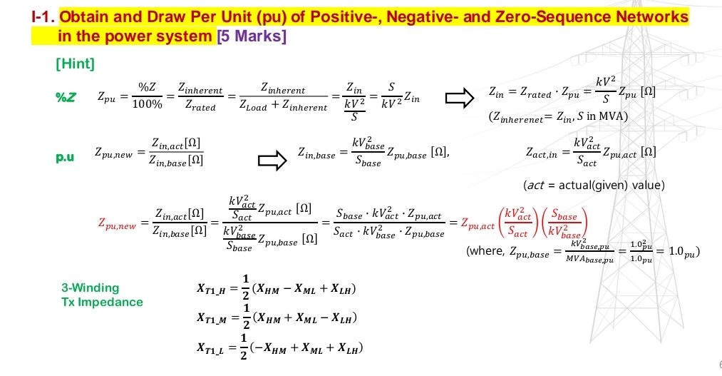 I-1. ﻿Obtain and Draw Per Unit (pu) ﻿of Positive-, | Chegg.com