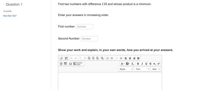 Solved First number: Second Number: Show your work and | Chegg.com
