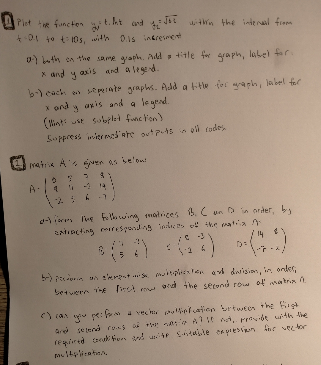 Solved 1 ﻿Plot the function y1=t*lnt ﻿and y2=6t2 ﻿within the | Chegg.com