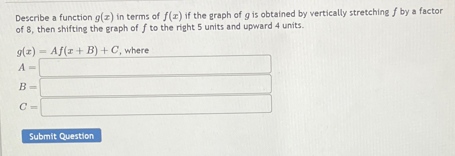 Solved Describe a function g(x) ﻿in terms of f(x) ﻿if the | Chegg.com