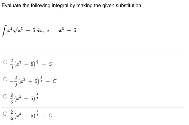 Solved Evaluate the following integral by making the given | Chegg.com