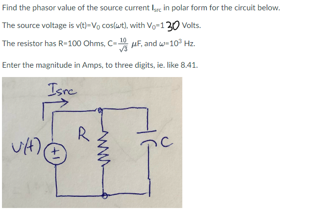 Solved Find the phasor value of the source current Isrc ﻿in | Chegg.com