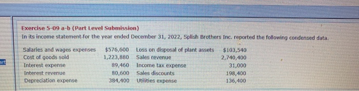 Solved Exercise 5-09 a-b (Part Level Submission) In its | Chegg.com