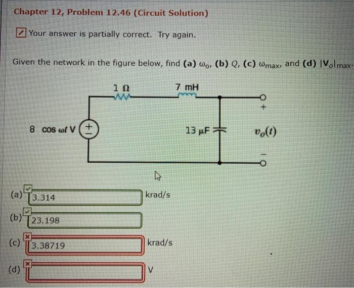 Solved Chapter 12, Problem 12.46 (Circuit Solution) Your | Chegg.com