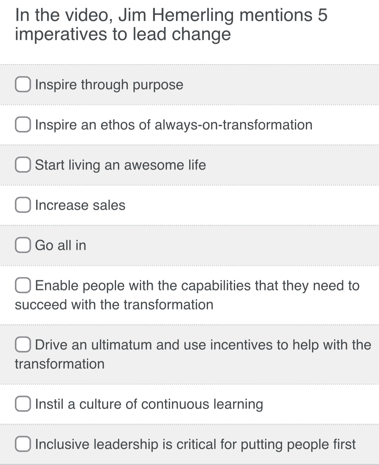 Solved In the video, Jim Hemerling mentions 5 ﻿imperatives | Chegg.com