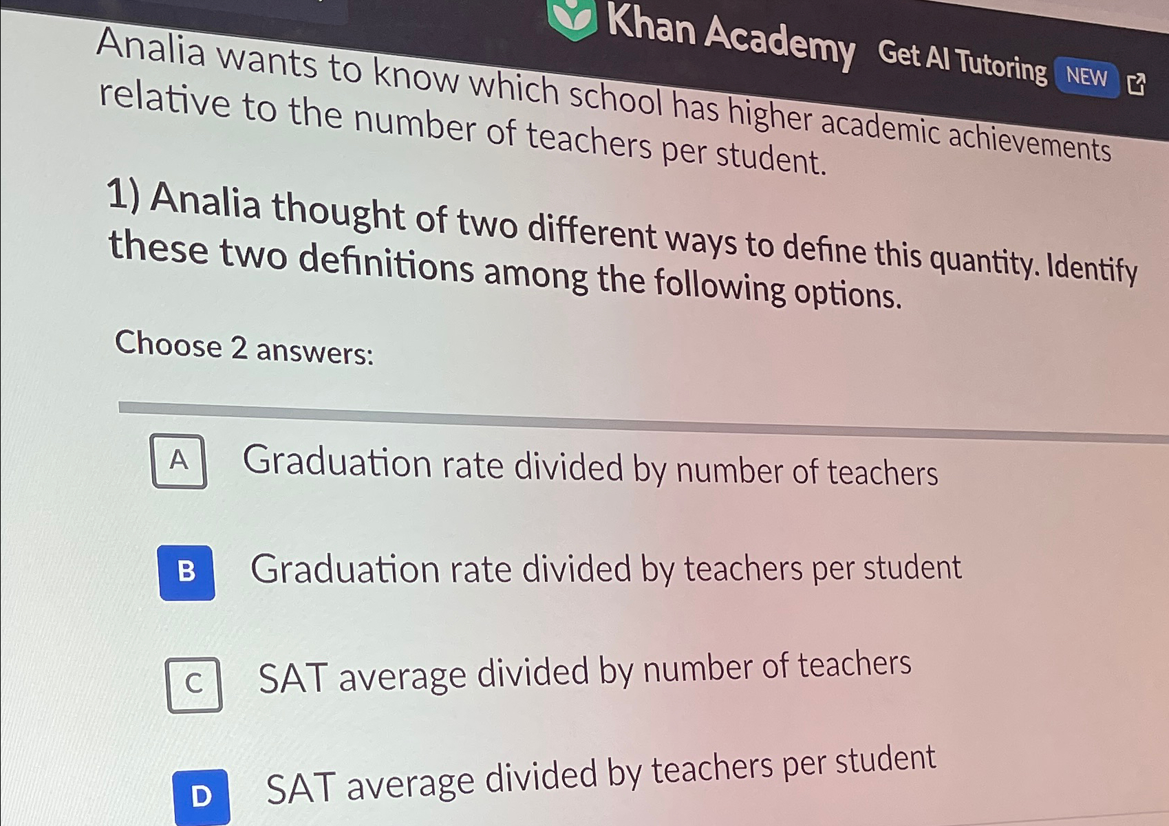 Solved know which school has higher academic | Chegg.com