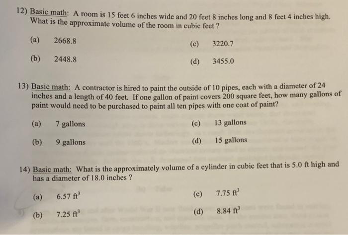 Solved 12) Basic math: A room is 15 feet 6 inches wide and | Chegg.com