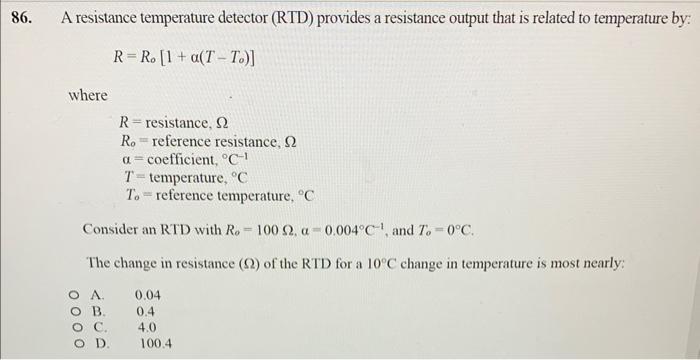 Solved A resistance temperature detector (RTD) provides a | Chegg.com