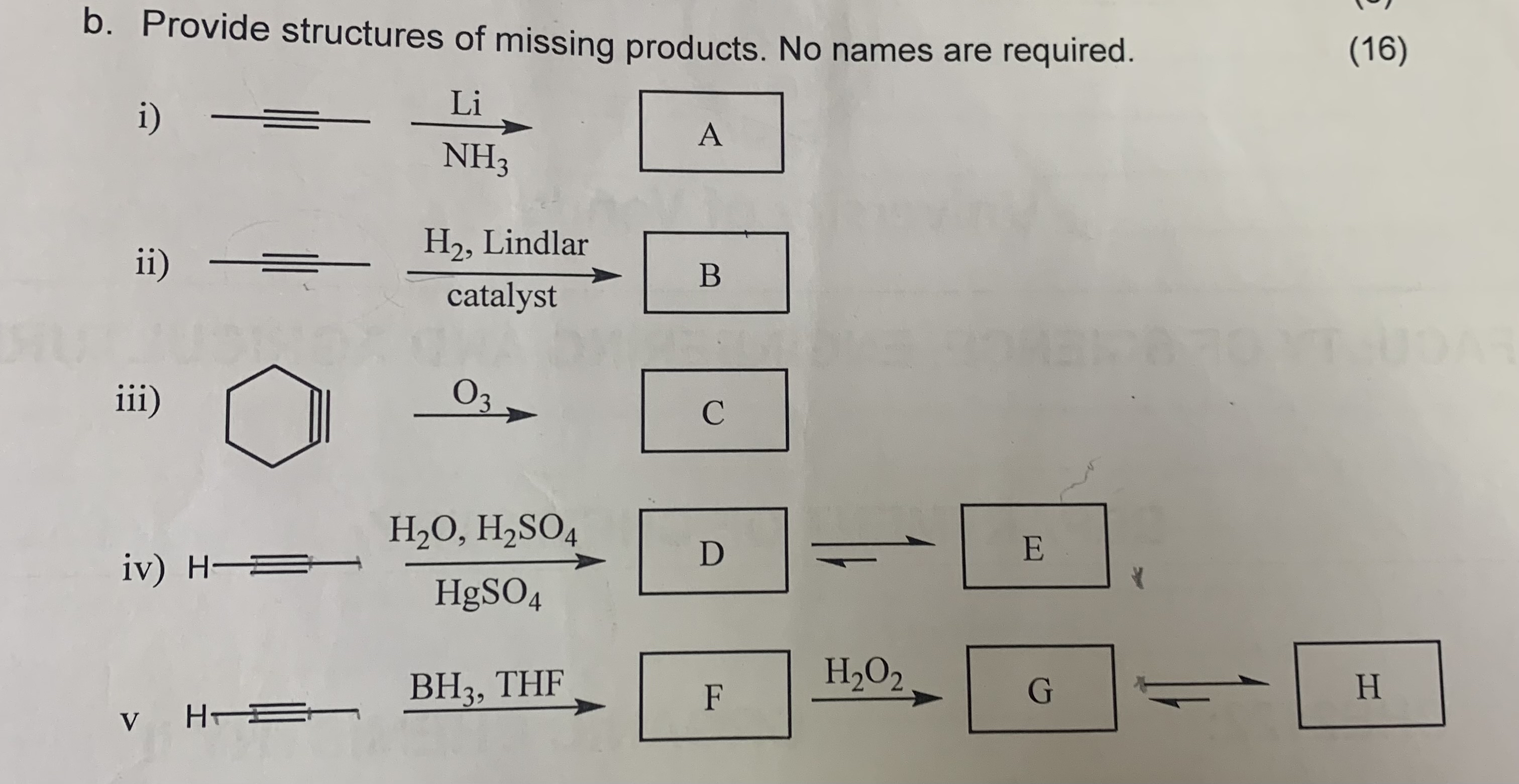 b. ﻿Provide structures of missing products. No names | Chegg.com