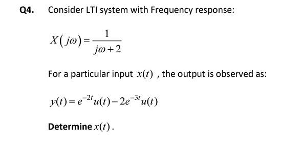Solved Q4. Consider LTI system with Frequency response: | Chegg.com