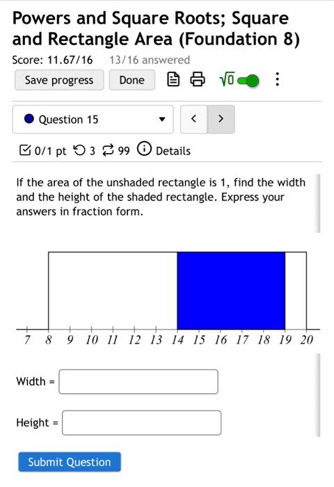 Solved Powers and Square Roots; Square and Rectangle Area | Chegg.com