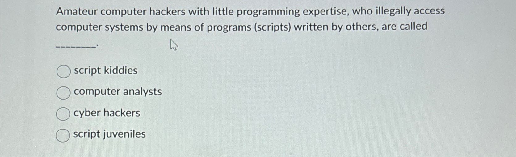 Solved Amateur computer hackers with little programming | Chegg.com