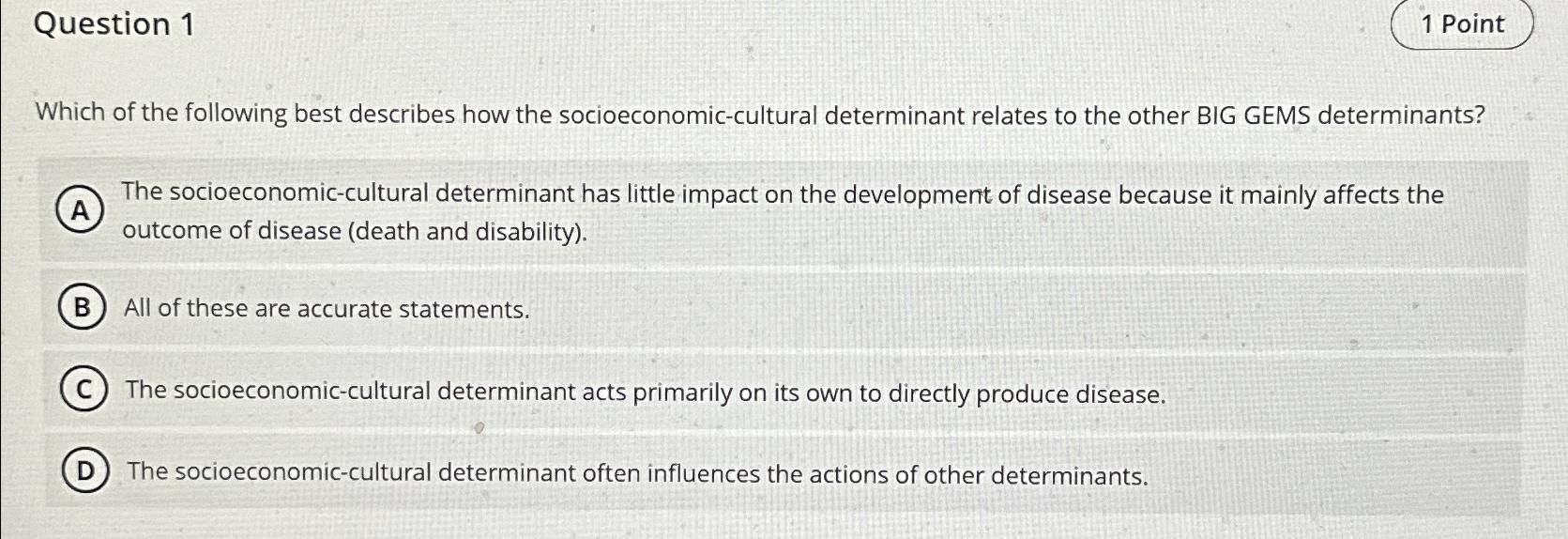 Solved Question 11 ﻿PointWhich of the following best | Chegg.com