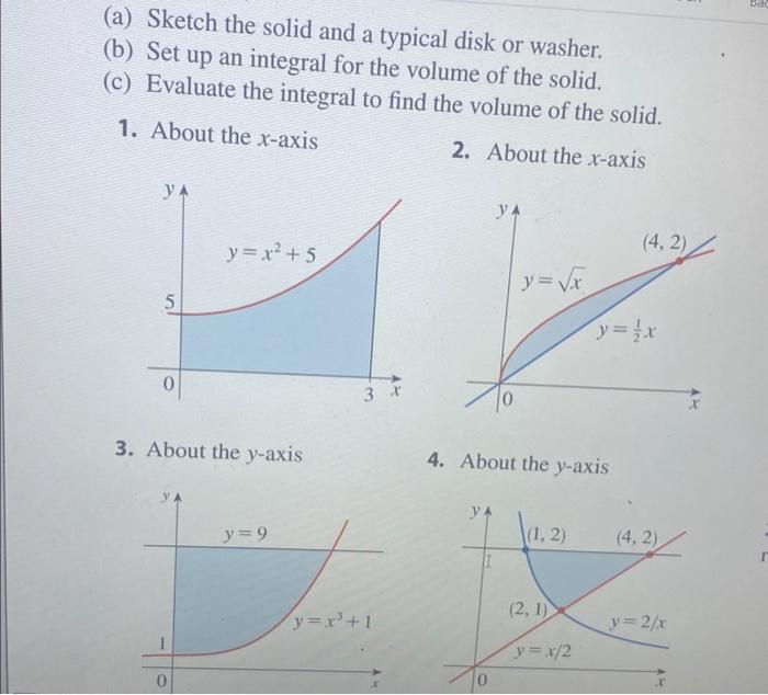 Solved (a) Sketch the solid and a typical disk or washer. | Chegg.com