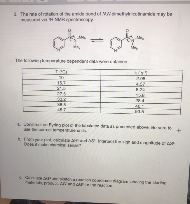 Solved 3. The rate of rotation of the amide bond of | Chegg.com