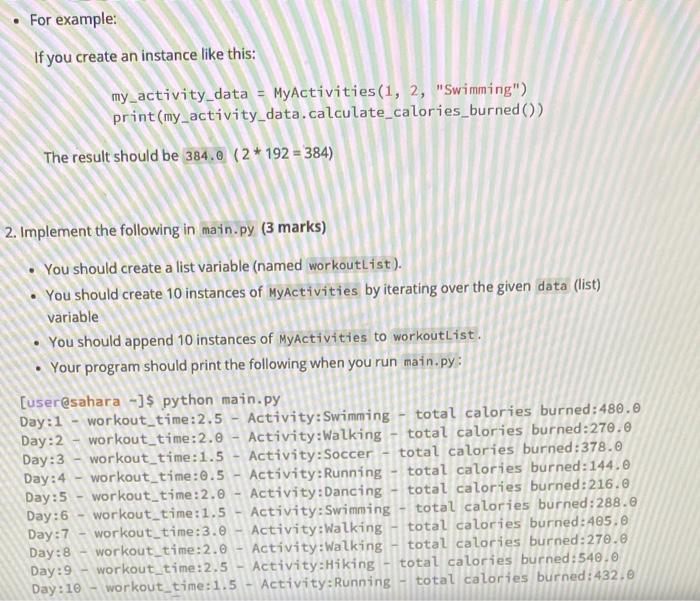 Solved - The class should have the following instance | Chegg.com