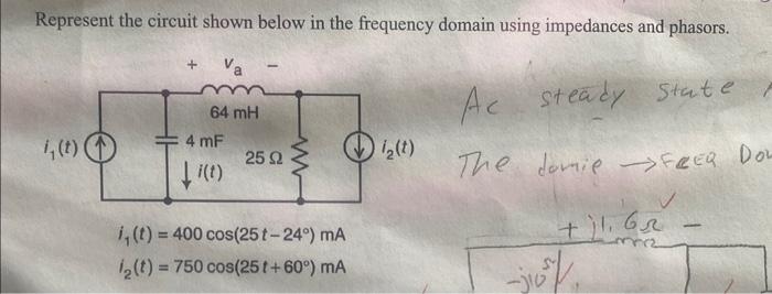 Solved Represent the circuit shown below in the frequency | Chegg.com