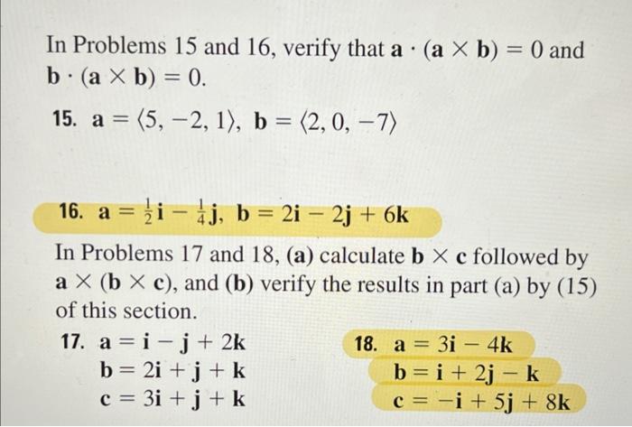 Solved In Problems 1−10, find a×b 1. a=i−j,b=3j+5k 2. | Chegg.com