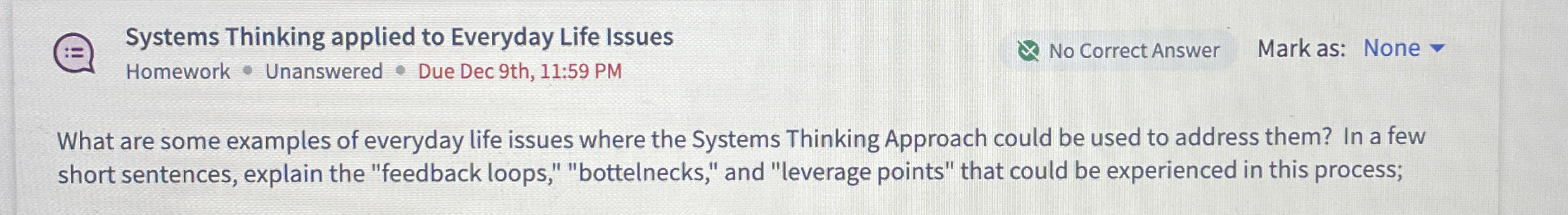 Solved Systems Thinking applied to Everyday Life | Chegg.com