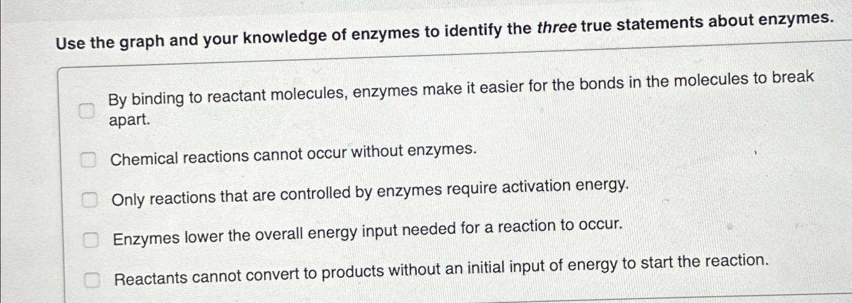 Solved Use the graph and your knowledge of enzymes to | Chegg.com