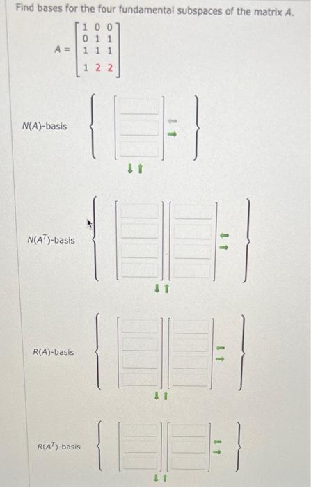 Solved Find bases for the four fundamental subspaces of the | Chegg.com