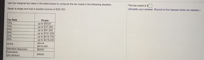 Solved Use the marginal tax rates in the table below to | Chegg.com