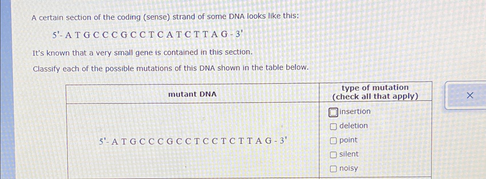 Solved A certain section of the coding (sense) ﻿strand of | Chegg.com