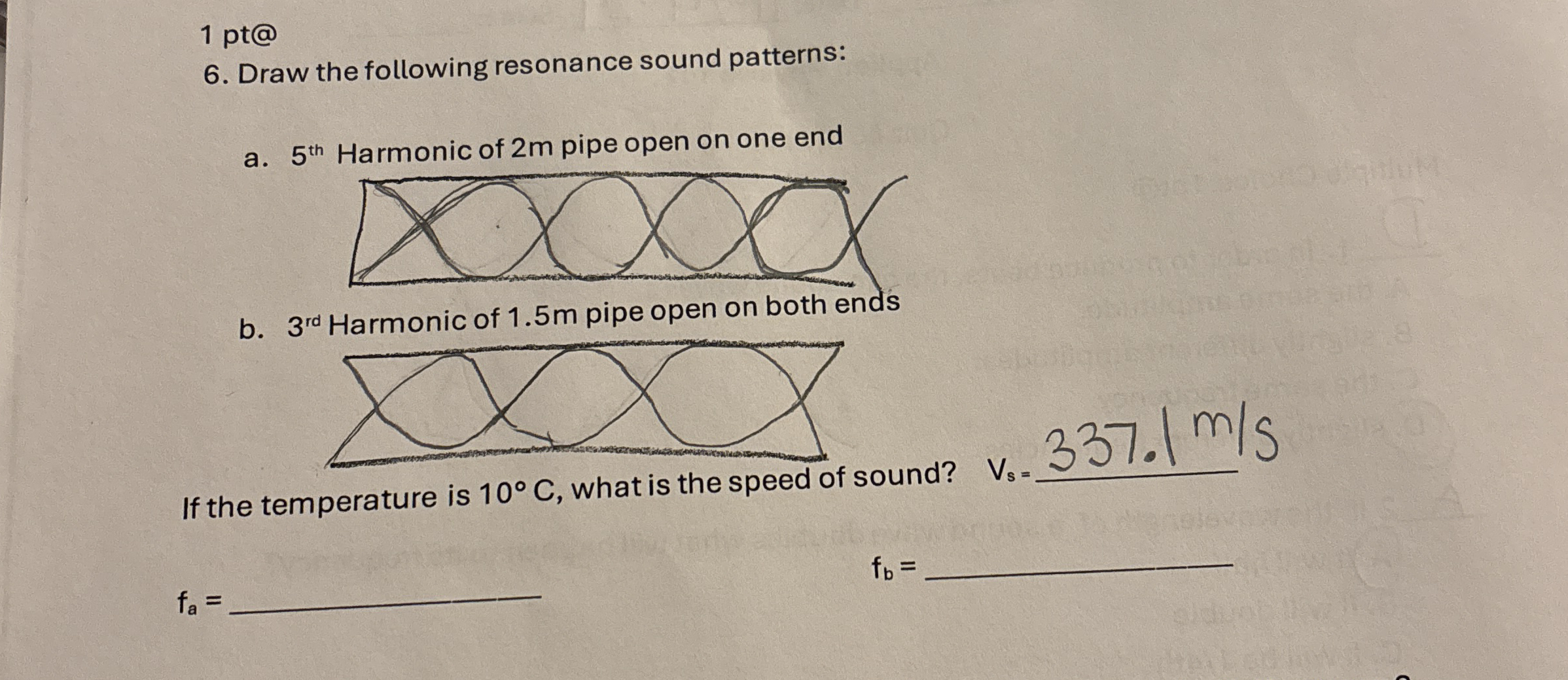 Solved 1 ﻿pt@6. ﻿Draw the following resonance sound | Chegg.com